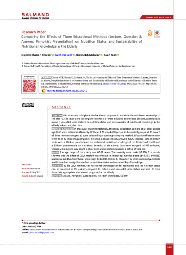 (PDF) Research Paper Comparing the Effects of Three Educational Methods ...