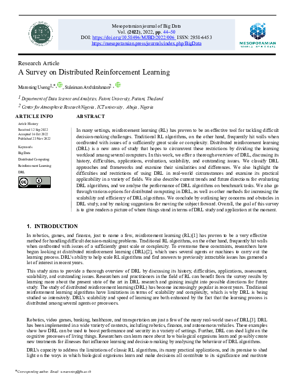 (PDF) A Survey on Distributed Reinforcement Learning