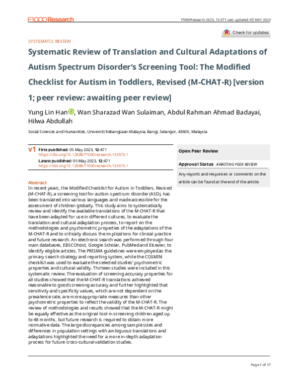 (PDF) Systematic Review of Translation and Cultural Adaptations of ...
