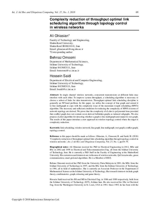 (PDF) Complexity Reduction of Throughput Optimal Link Scheduling ... (PDF) Complexity Reduction of Throughput Optimal Link Scheduling ...