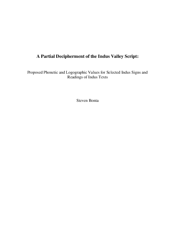 (PDF) A Partial Decipherment of the Indus Valley Script: Proposed ...