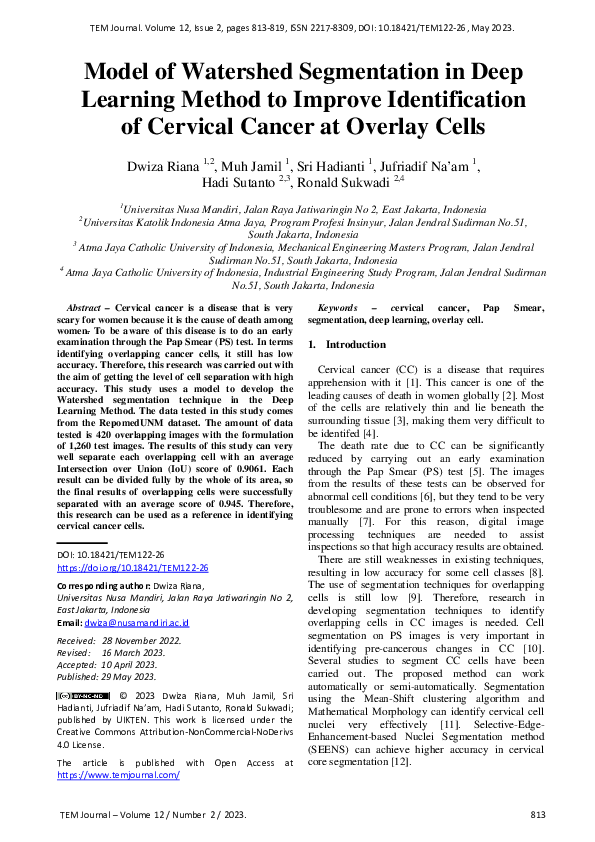 (PDF) Model of Watershed Segmentation in Deep Learning Method to Improve Identification of ...