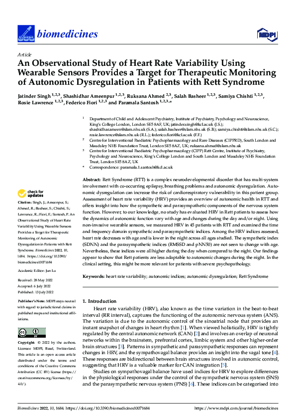 (PDF) An Observational Study of Heart Rate Variability Using Wearable Sensors Provides a Target ...