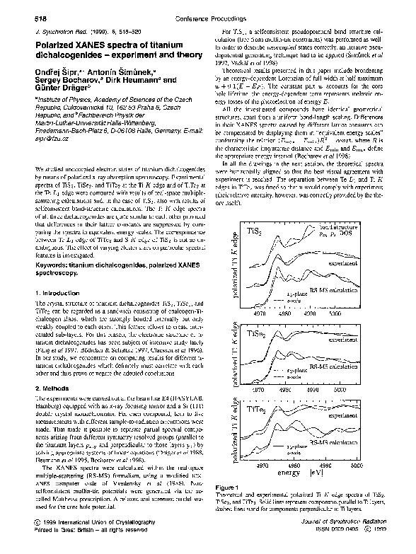 (PDF) Polarized XANES spectra of titanium dichalcogenides – experiment ...