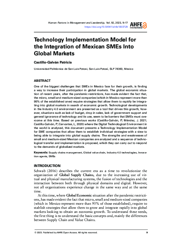 (PDF) Technology Implementation Model for the Integration of Mexican ...