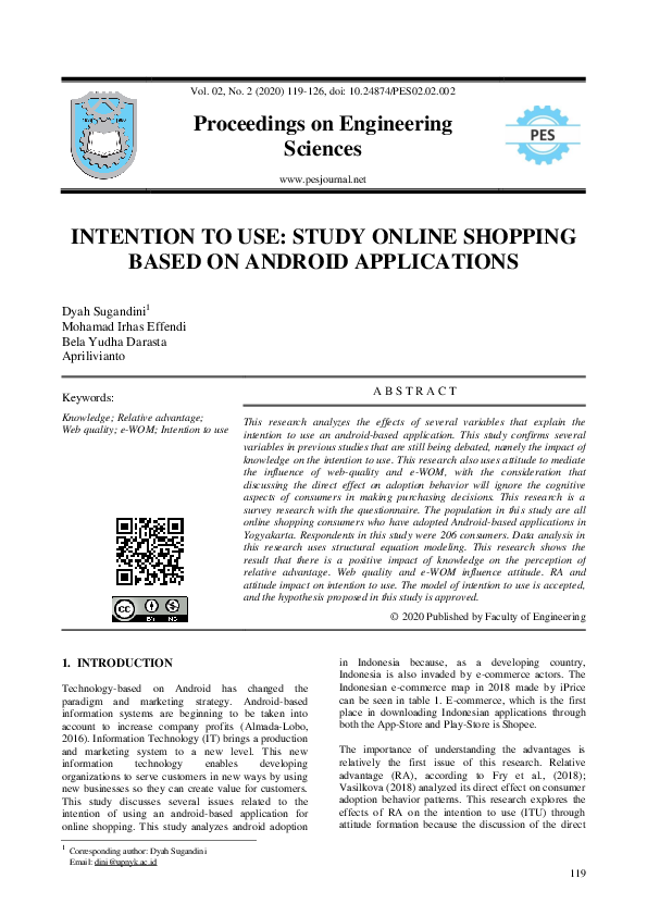 (PDF) Intention to Use: Study Online Shopping Based on Android Applications