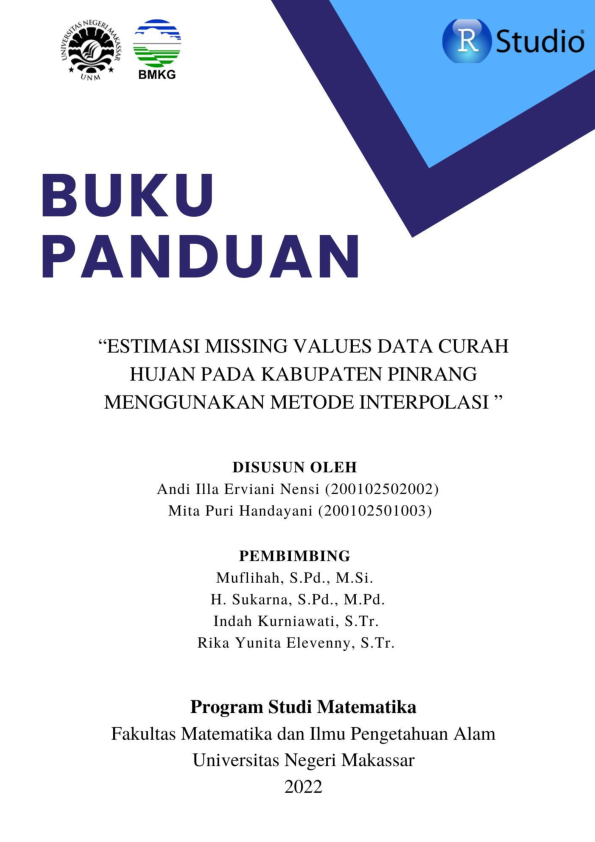 (PDF) Buku panduan dengan judul "Estimasi Missing Values Data Curah Hujan Pada Kabupaten Pinrang ...