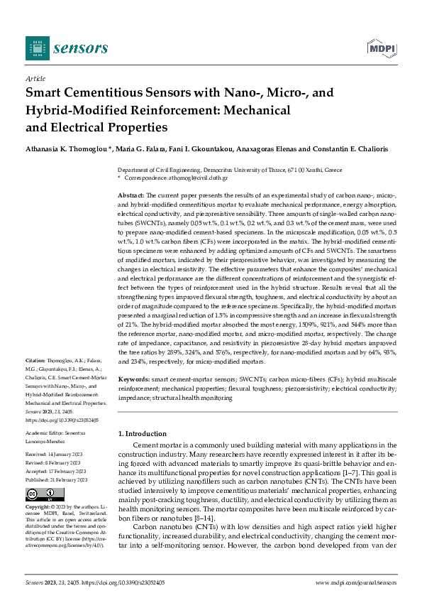 (PDF) Smart Cementitious Sensors with Nano-, Micro-, and Hybrid ...