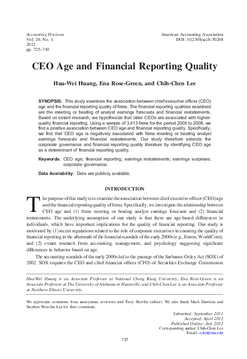(PDF) CEO Age and Financial Reporting Quality