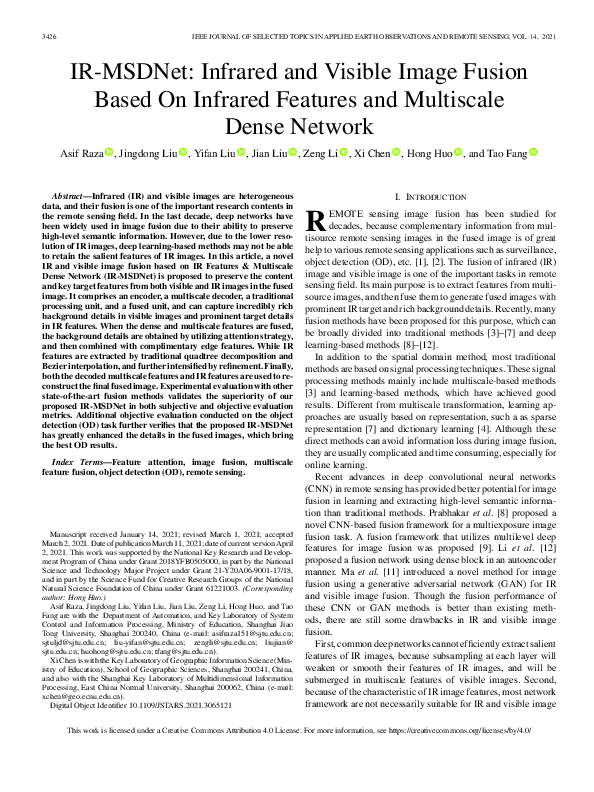 (PDF) IR-MSDNet: Infrared and Visible Image Fusion Based On Infrared Features and Multiscale ...