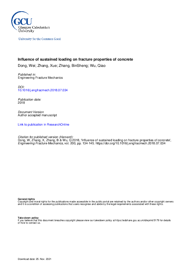 Pdf Influence Of Sustained Loading On Fracture Properties Of Concrete