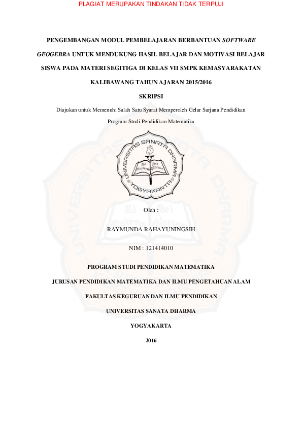 (PDF) Pengembangan modul pembelajaran berbantuan software geogebra untuk mendukung hasil belajar ...