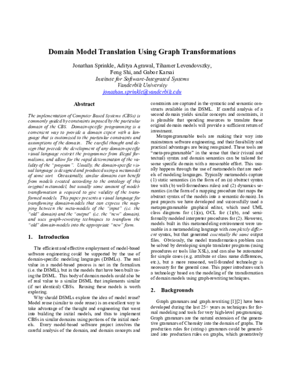 (PDF) Graph Transformation for Domain Model Translation