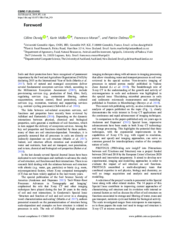 (PDF) Foreword to ‘Linking Soil Structure and Soil Functions’