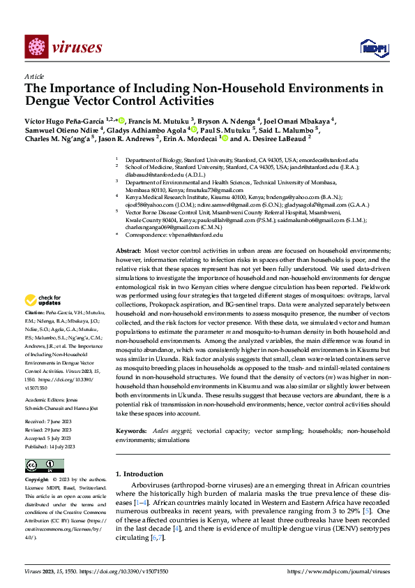 (PDF) The Importance of Including Non-Household Environments in Dengue ...