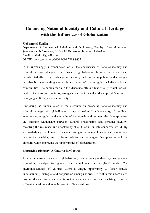 (PDF) Balancing National Identity and Cultural Heritage with the ...