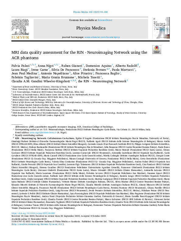 (PDF) MRI data quality assessment for the RIN - Neuroimaging Network using the ACR phantoms