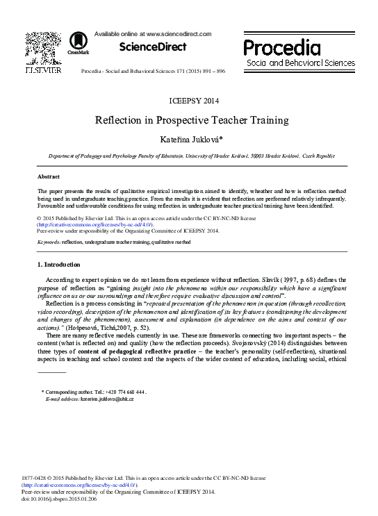 (PDF) Reflection in Prospective Teacher Training