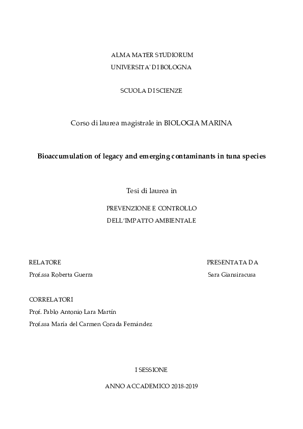 (PDF) Bioaccumulation of legacy and emerging contaminants in tuna species