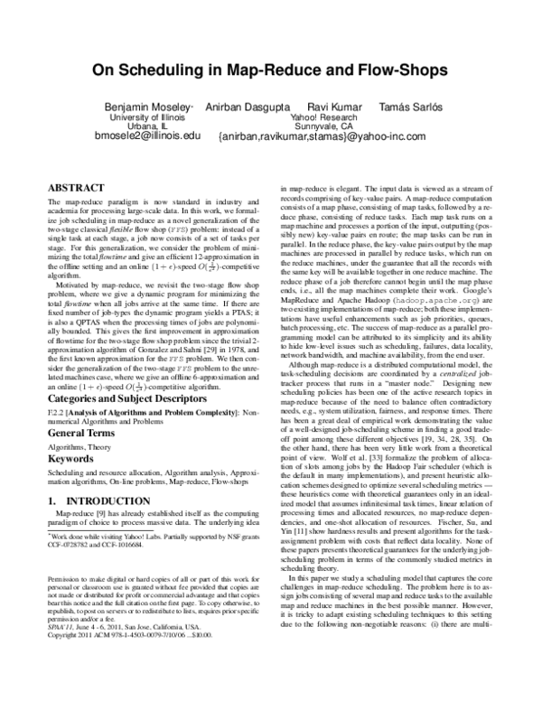 (PDF) On scheduling in map-reduce and flow-shops