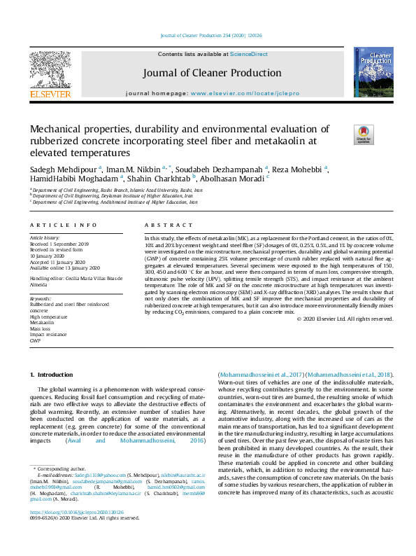 (PDF) Mechanical properties, durability and environmental evaluation of ...