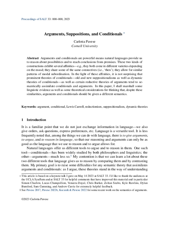 (PDF) Arguments, Suppositions, and Conditionals