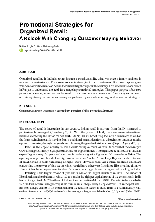 (PDF) Promotional Strategies for Organized Retail