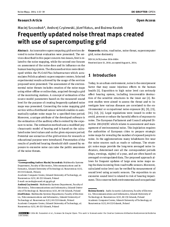 (PDF) Frequently updated noise threat maps created with use of ...