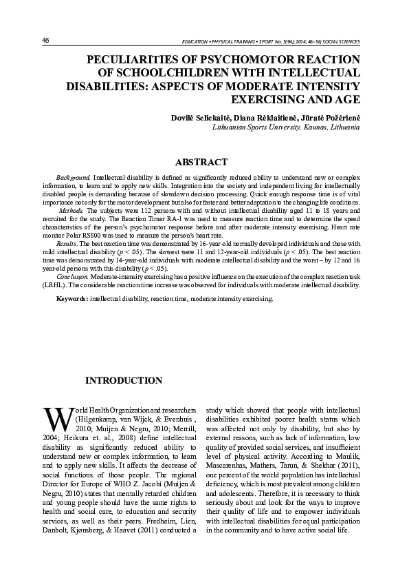 (PDF) Peculiarities of Psychomotor Reaction of Schoolchildren with ...