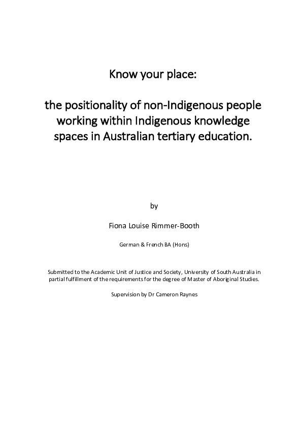 (PDF) Know your place: the positionality of non-Indigenous people ...