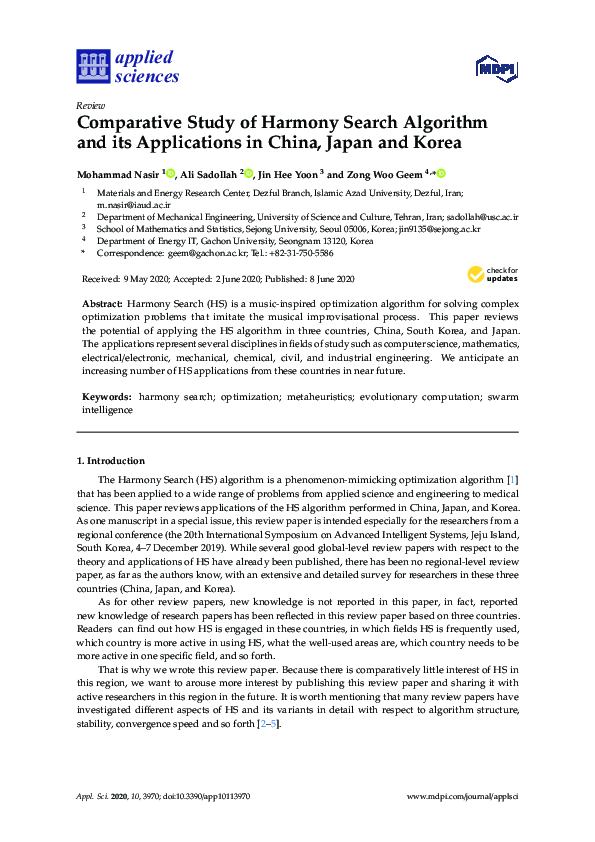 (PDF) Harmony Search Algorithm Applications in China, Japan, Korea
