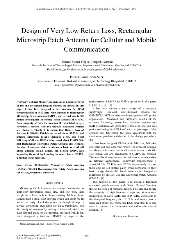 (PDF) Design of Very Low Return Loss, Rectangular Microstrip Patch ...