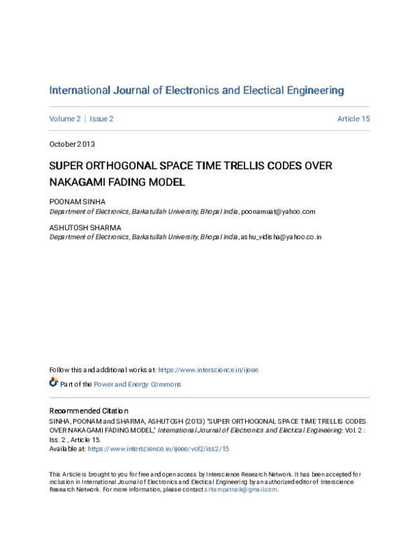 (PDF) Super Orthogonal Space Time Trellis Codes Over Nakagami Fading Model