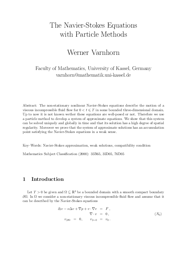 (PDF) The Navier-Stokes equations with particle methods
