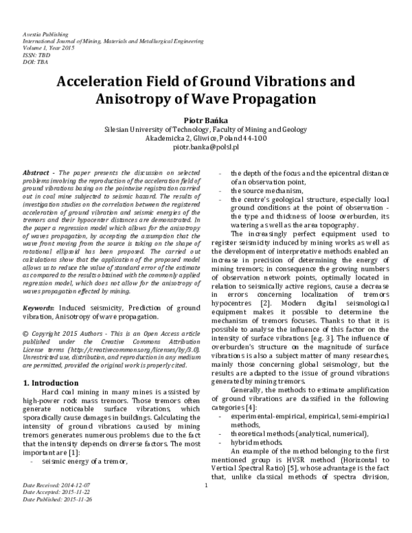 (PDF) Acceleration Field of Ground Vibrations and Anisotropy of Wave ...