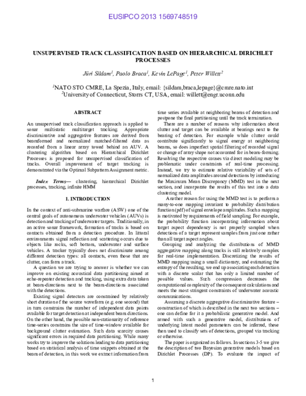 Pdf Unsupervised Track Classification Based On Hierarchical Dirichlet
