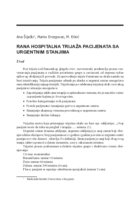 (PDF) Triage procedure in early hospital management of patients in ...