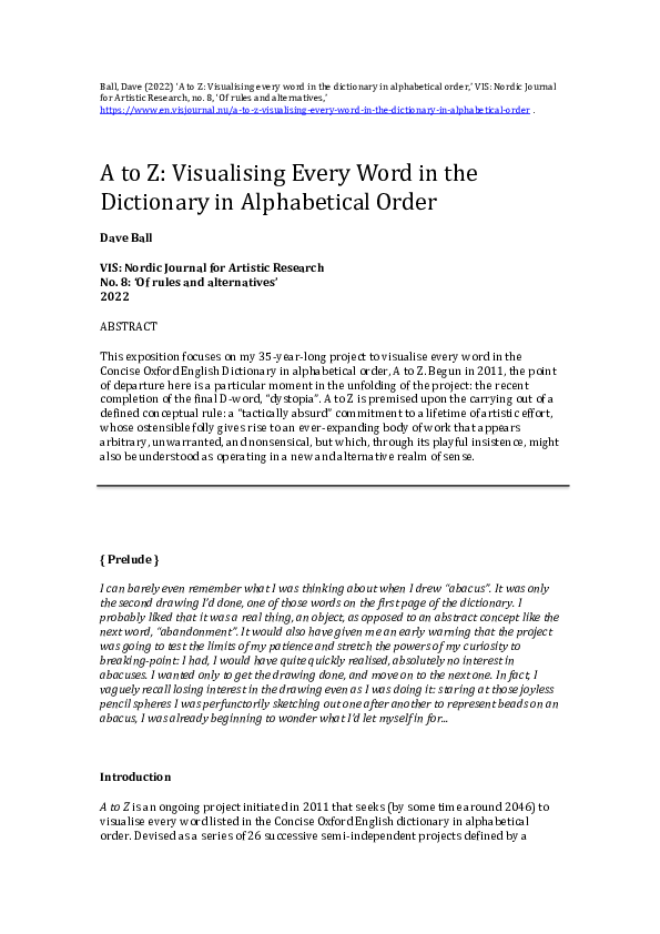 (PDF) A to Z: Visualising Every Word in the Dictionary in Alphabetical ...