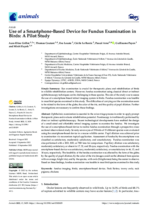 (PDF) Use of a Smartphone-Based Device for Fundus Examination in Birds ...