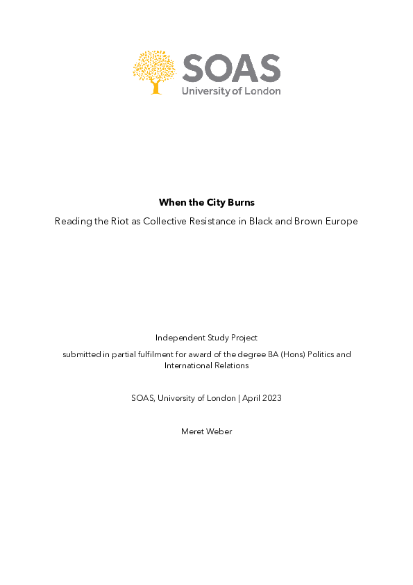 (PDF) When the City Burns: Reading the Riot as Collective Resistance in ...