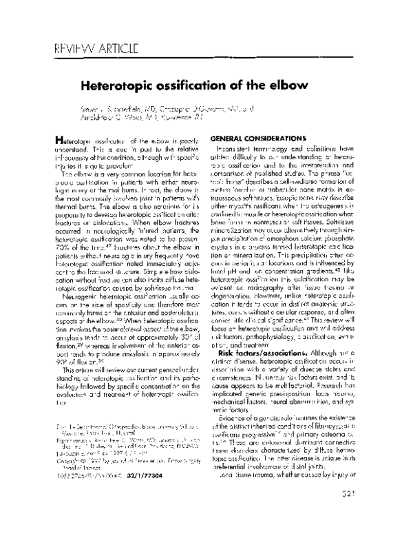 (PDF) Heterotopic ossification of the elbow