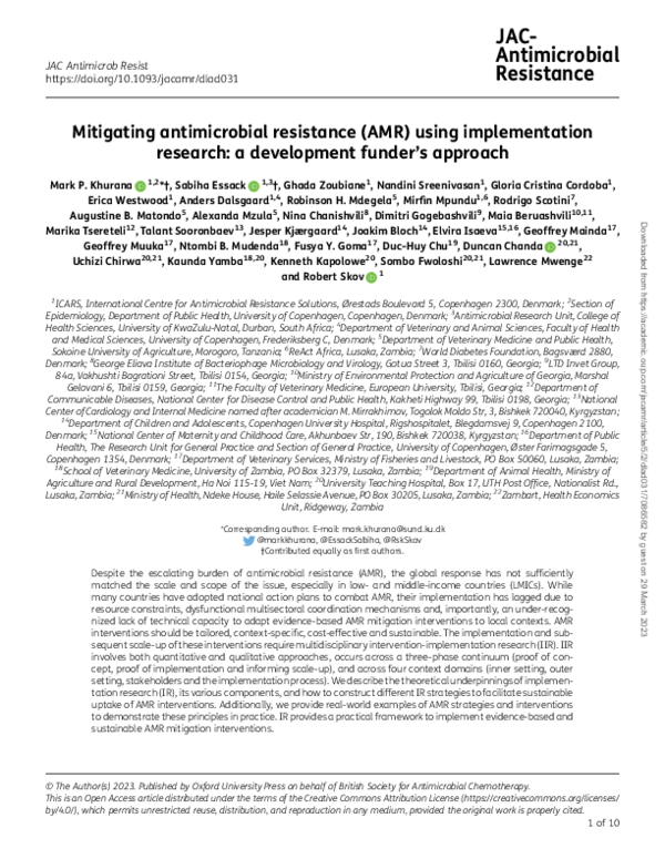 (PDF) Mitigating antimicrobial resistance (AMR) using implementation research: a development ...