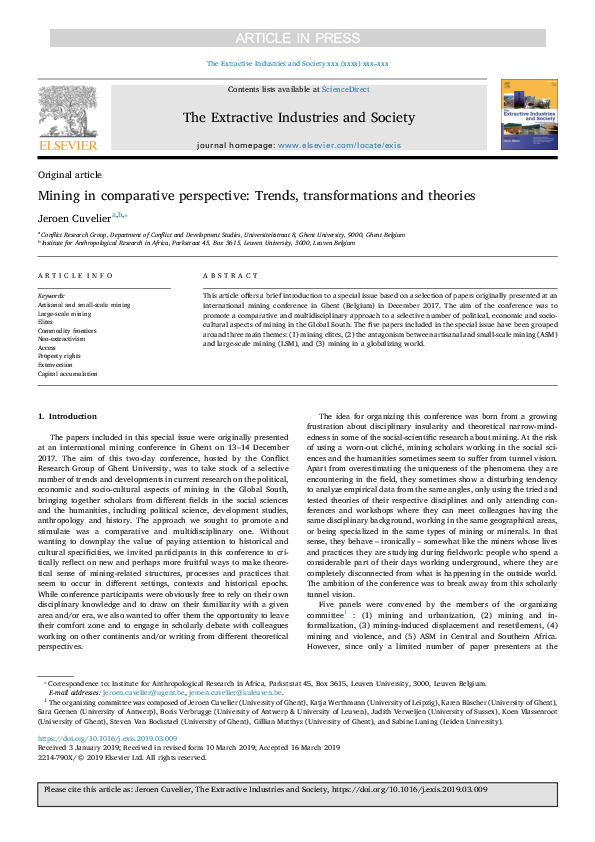 (PDF) Mining in comparative perspective: Trends, transformations and theories