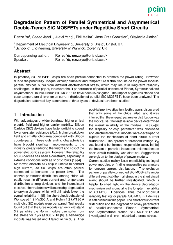 Pdf Degradation Pattern Of Parallel Symmetrical And Asymmetrical Double Trench Sic Mosfets