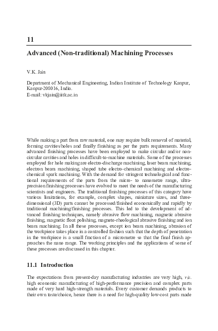 (PDF) 11 Advanced ( Non-traditional ) Machining Processes