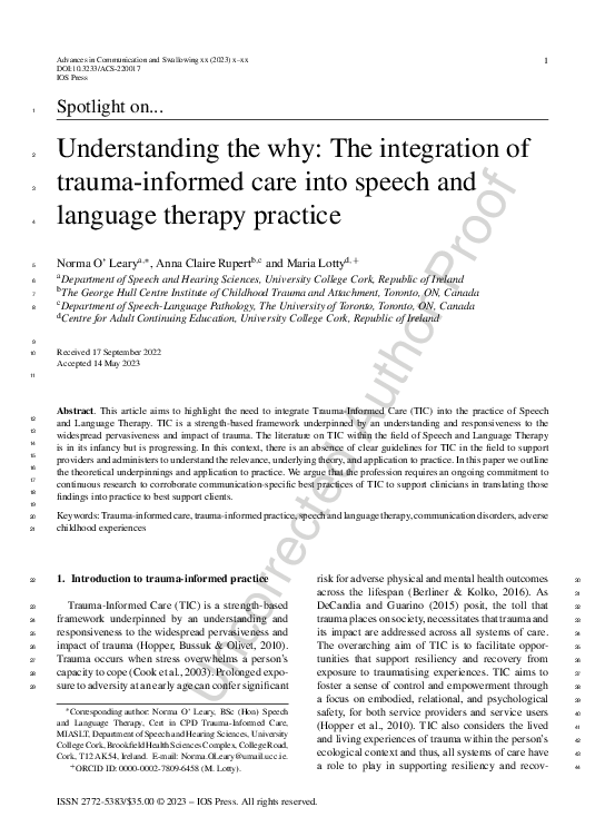 (PDF) Understanding the why: The integration of trauma-informed care ...