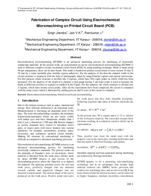 (PDF) Fabrication of Complex Circuit Using Electrochemical ...