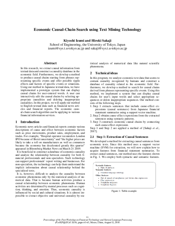 (PDF) Economic Causal-Chain Search Using Text Mining Technology