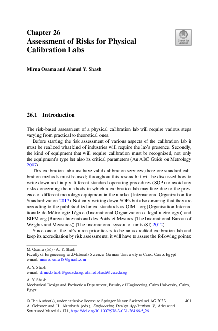 (PDF) Assessment of Risks for Physical Calibration Labs