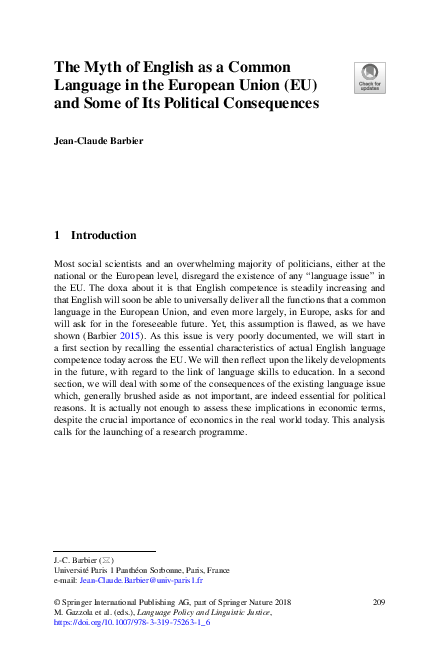 (PDF) The Myth of English as a Common Language in the European Union ...